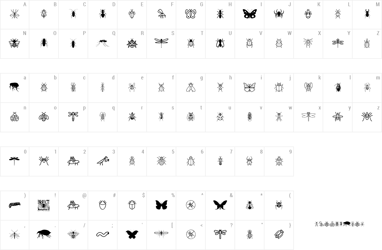 Insect Icons Font | wfonts.com - download free