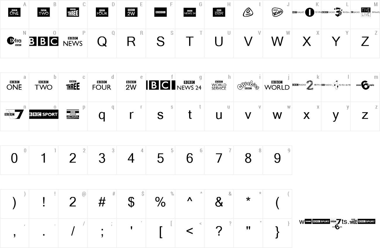 BBC TV Channel Logos Font | wfonts.com - download free