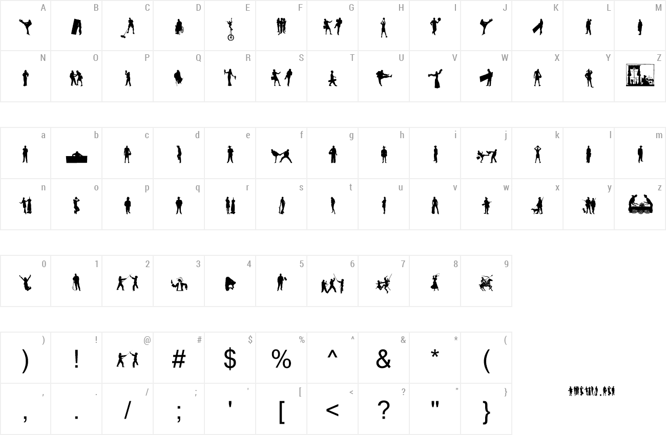 Human Silhouettes Free Eight Font | wfonts.com - download free