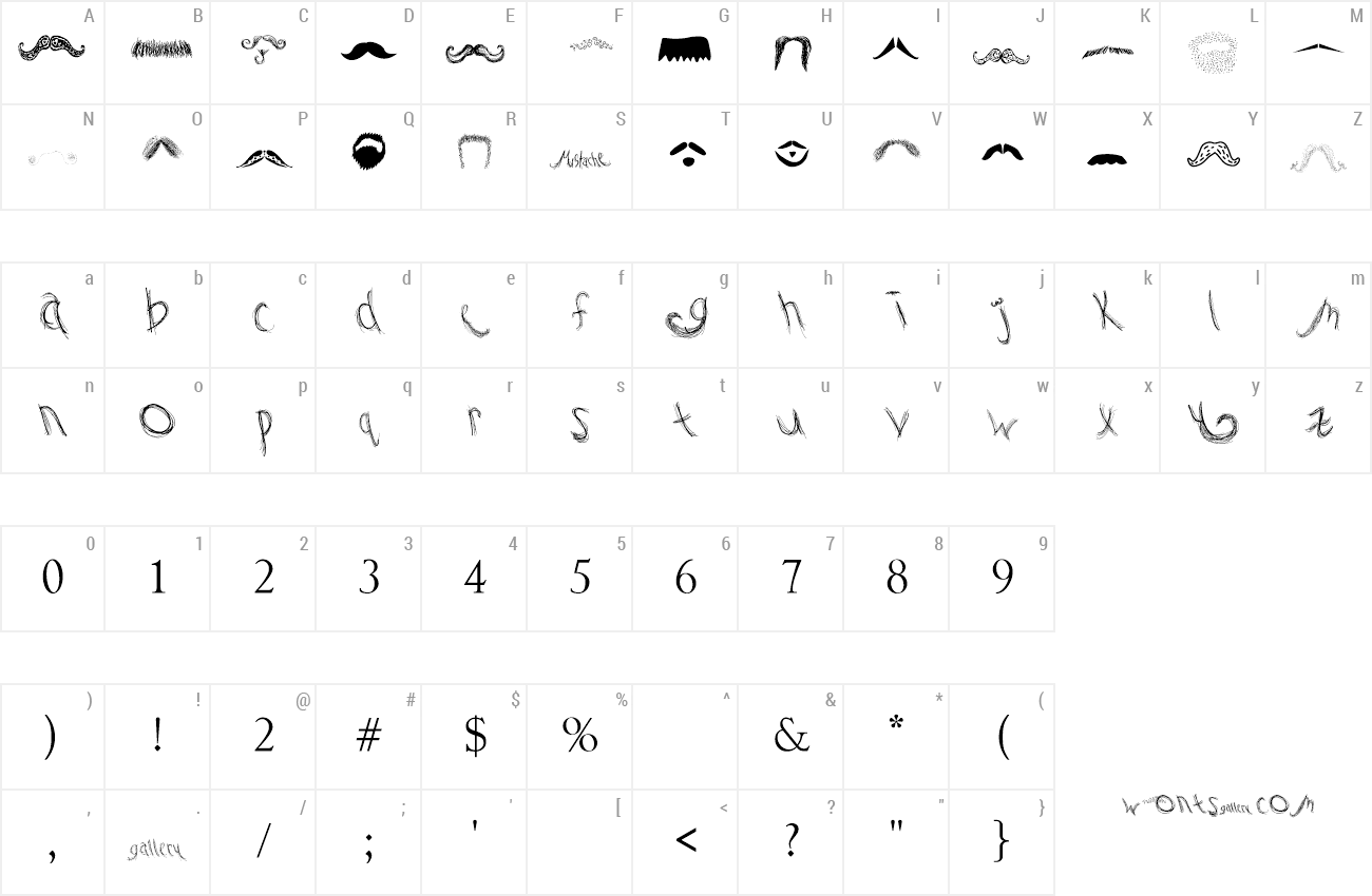 Mustache Gallery Font | wfonts.com - download free
