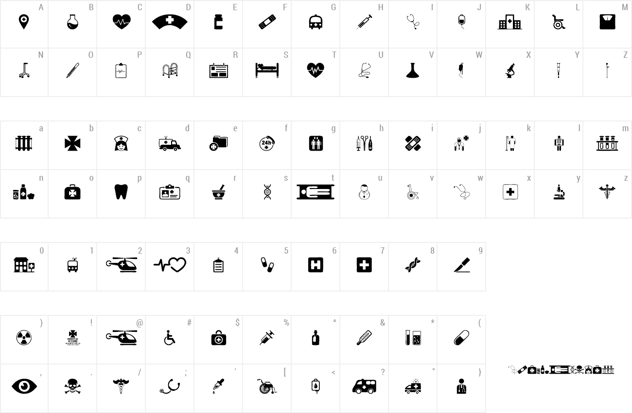 Hospital ICONS Font | wfonts.com - download free