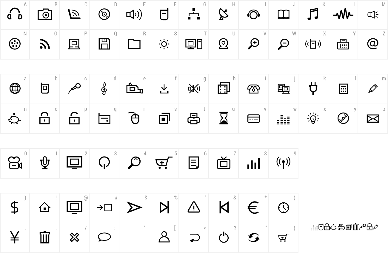 multimedia icons Font | wfonts.com - download free