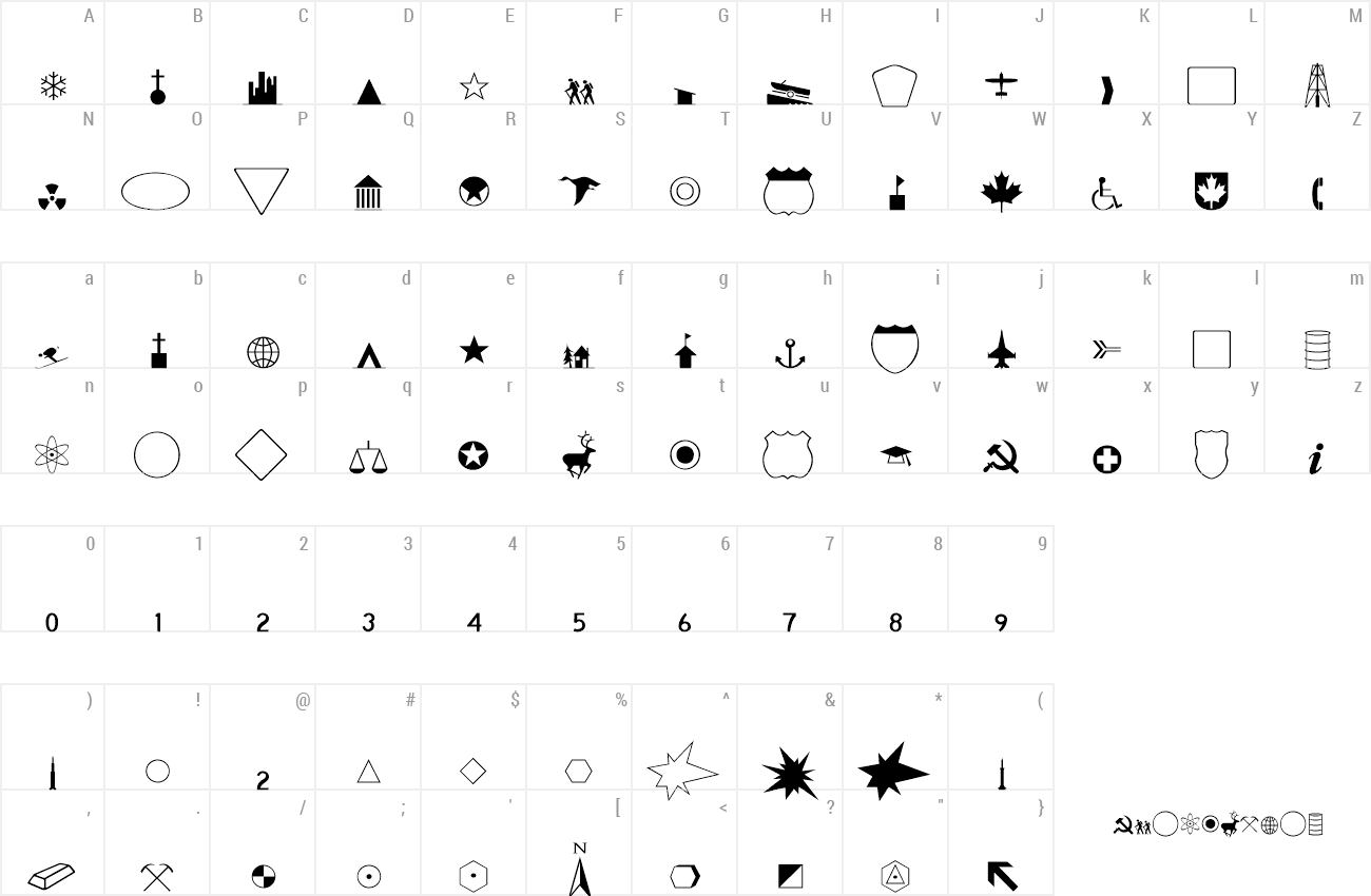 GeographicSymbols Font | wfonts.com - download free