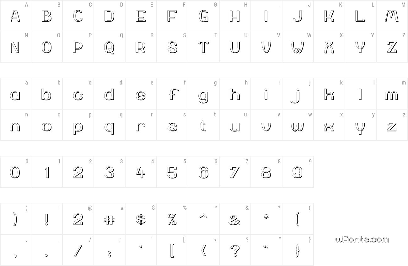 Yiggivoo Unicode 3D Font | wfonts.com - download free