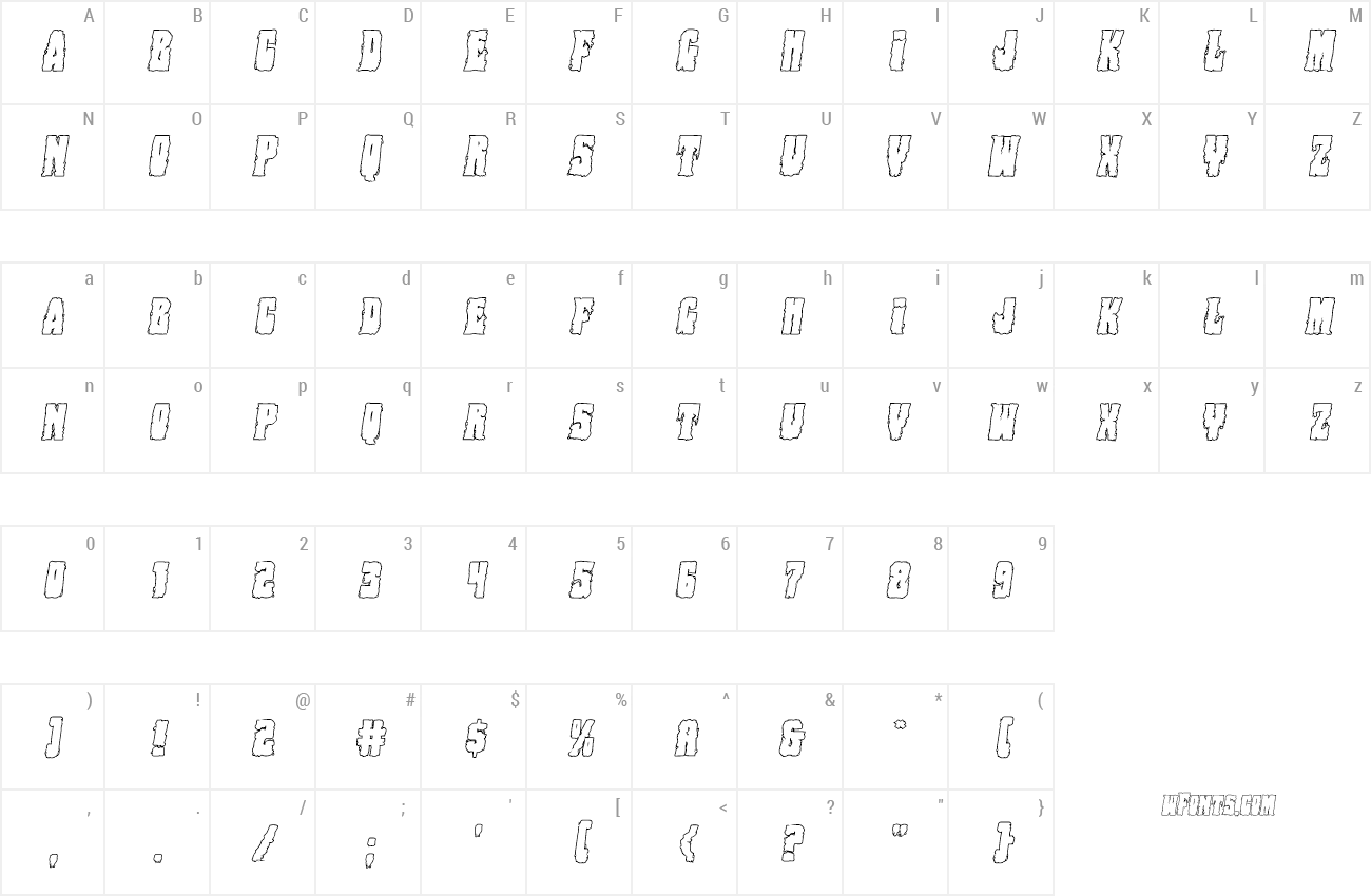 Bog Beast Outline Italic Font | wfonts.com - download free