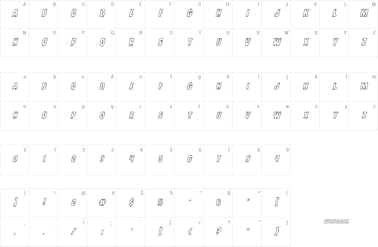 Leatherface Outline Italic Font | wfonts.com - download free