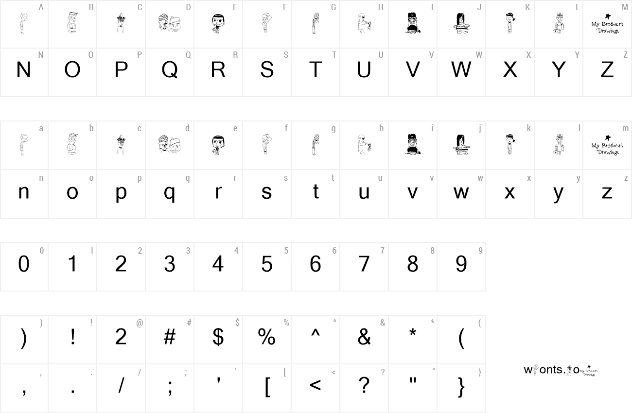 My Brothers Drawings Font | wfonts.com - download free