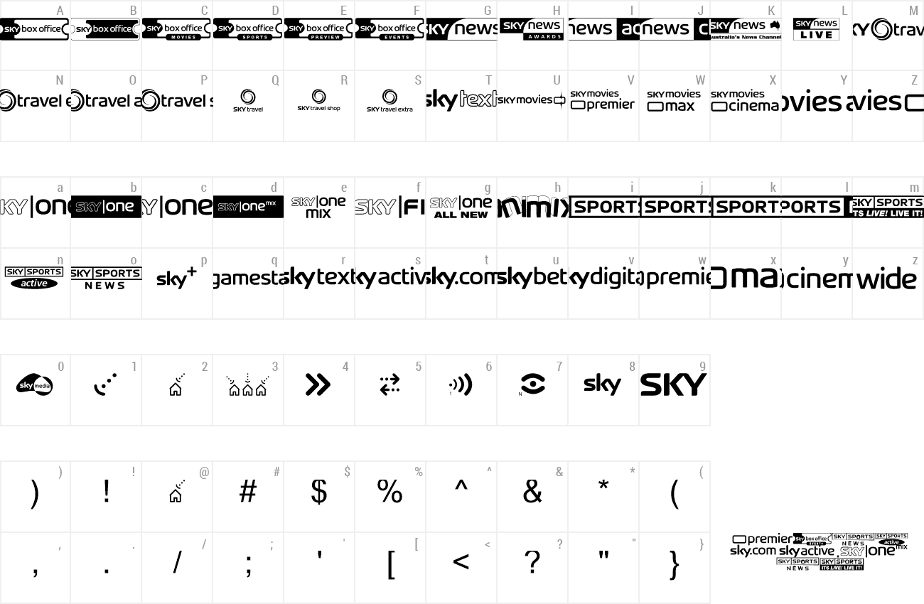 Sky TV Channel Logos Font | wfonts.com - download free