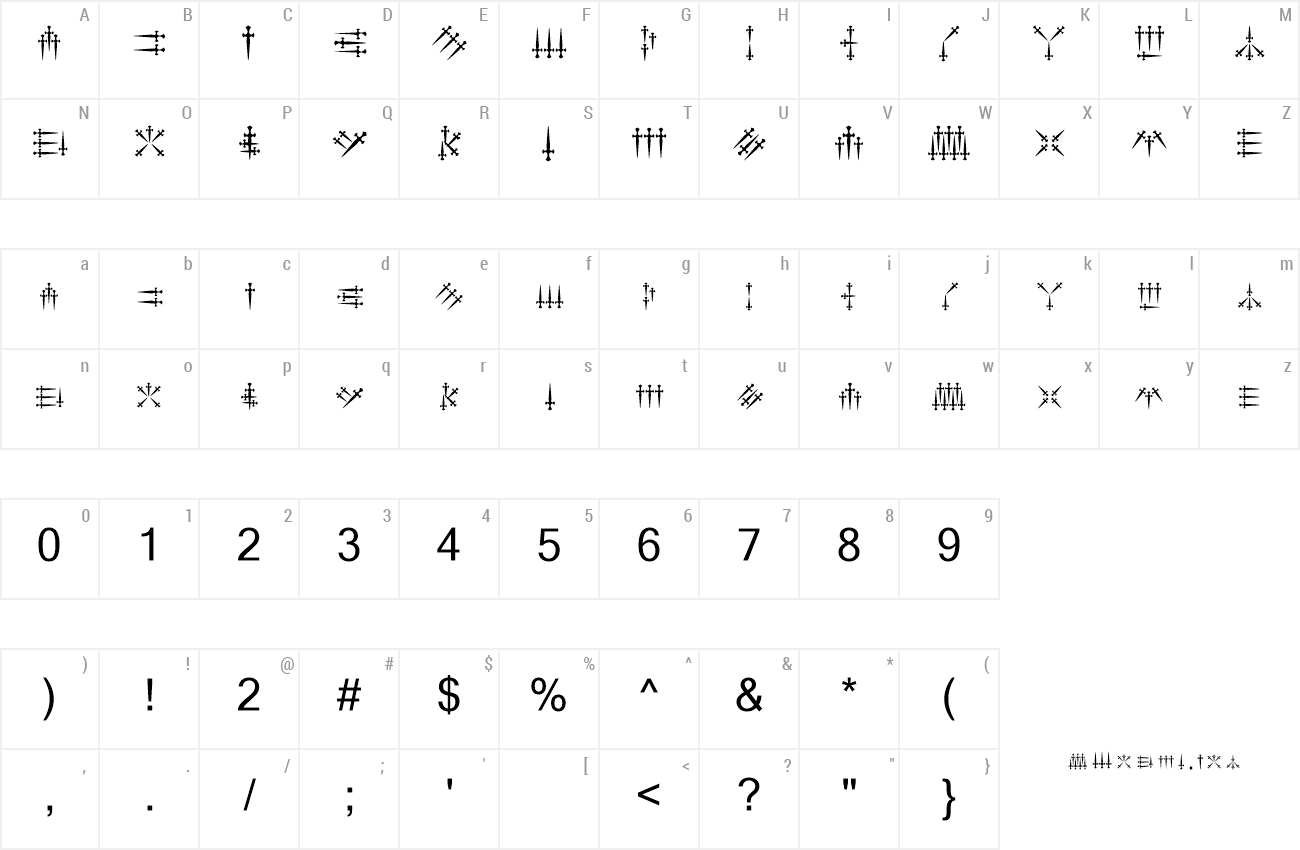 Daggers Alphabet Font | wfonts.com - download free