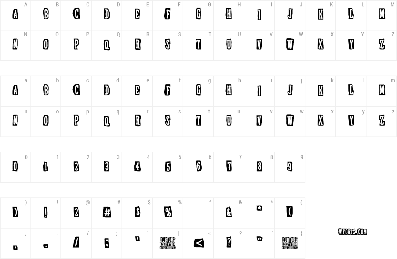 Dubious Reputation Font | wfonts.com - download free