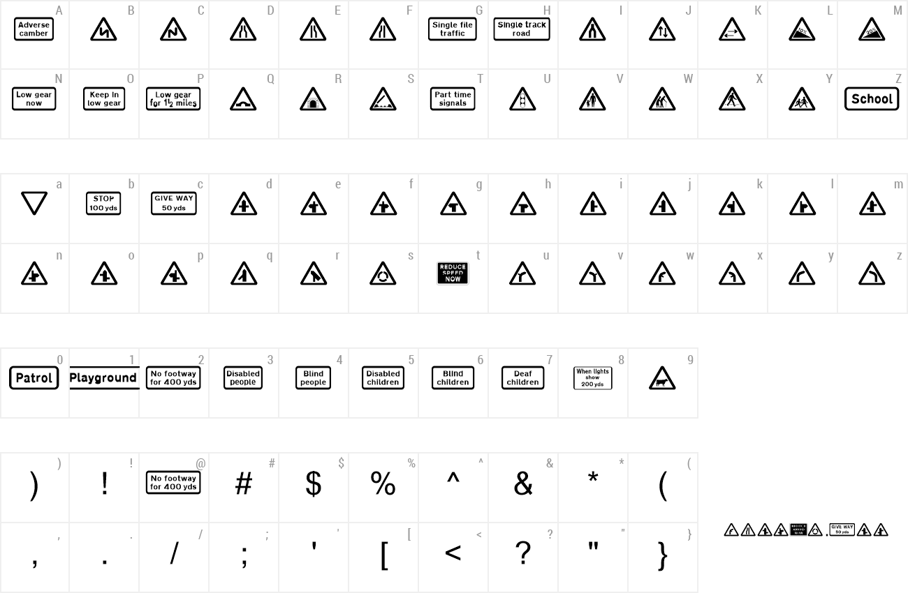 Road Caution Signs UK Part 1 Font | wfonts.com - download free