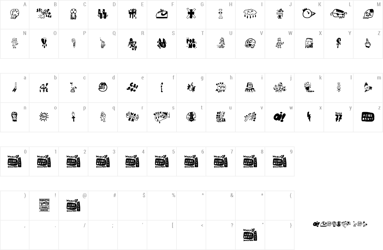 World 77 Mini Draws Font | wfonts.com - download free