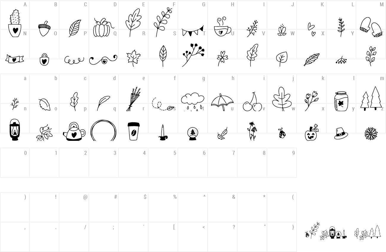 Autumn Dingbats Font | wfonts.com - download free